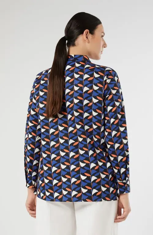 Marina Rinaldi Abstract Print Stretch Cotton Button-up Shirt