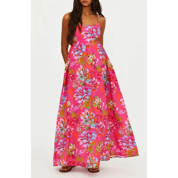 Beach Riot Rianne Floral Cotton & Linen Cover-up Maxi Dress - Sugar Bloom