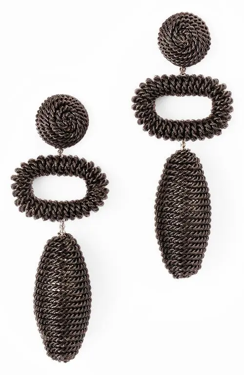 Deepa Gurnani Fontana Drop Earrings - Black