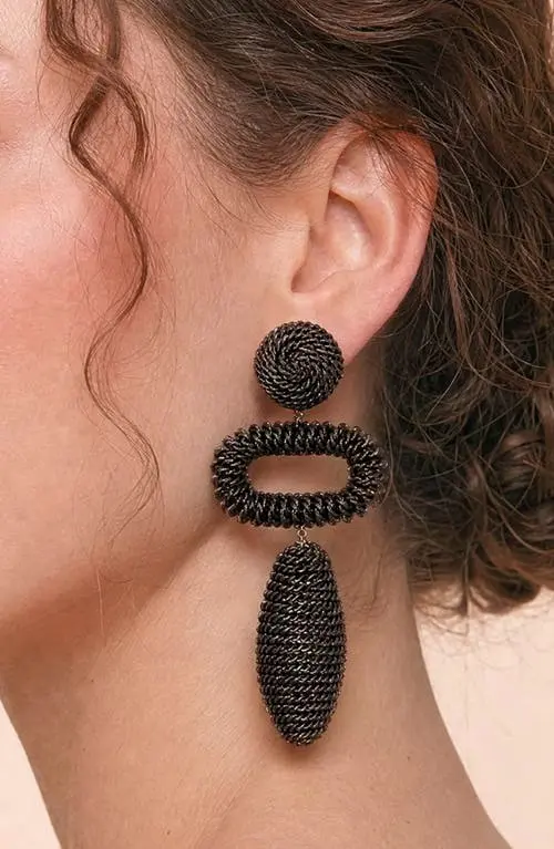 Deepa Gurnani Fontana Drop Earrings - Black
