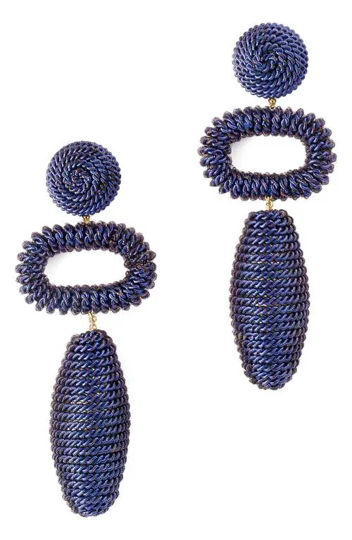 Deepa Gurnani Fontana Drop Earrings - Navy