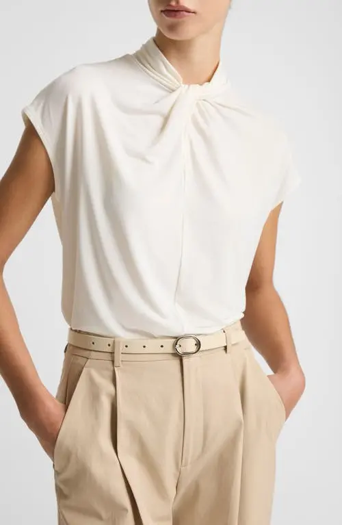 Vince Twist Neck Cap-sleeve Top - Bone