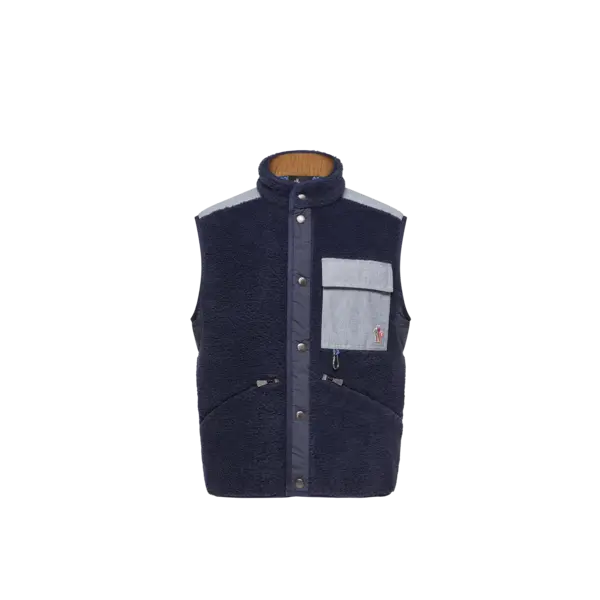Moncler Teddy And Chambray Vest - Blue