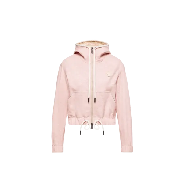 Moncler Linen And Cotton Blend Zip-up Hoodie