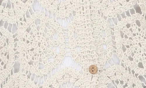 RAIN AND ROSE Crochet Longline Vest - Beige