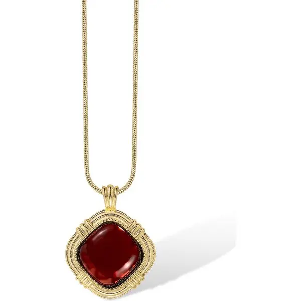 RETRO CHIC Square Agate Necklace - Red