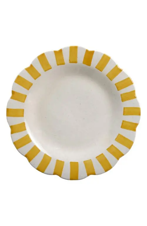 CASA AMAROSA Scalloped Stripe Dinner Plate - Yellow