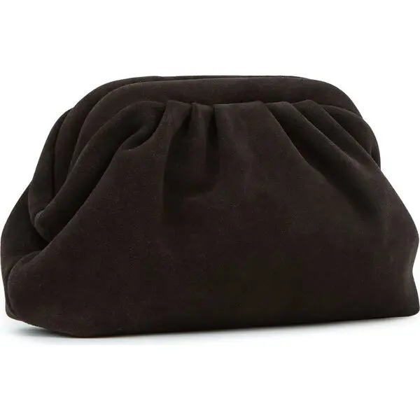 REISS Mia Suede Frame Clutch - Chocolate