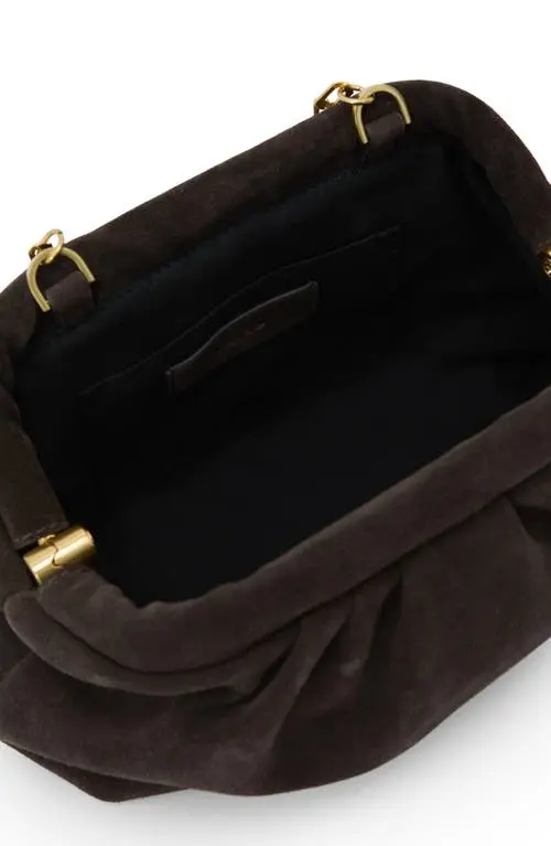 REISS Mia Suede Frame Clutch - Chocolate