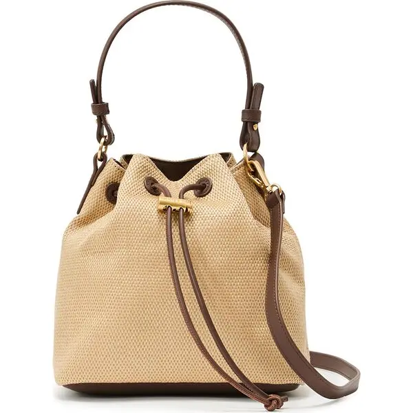 REISS Evie Woven Bucket Bag - Natural