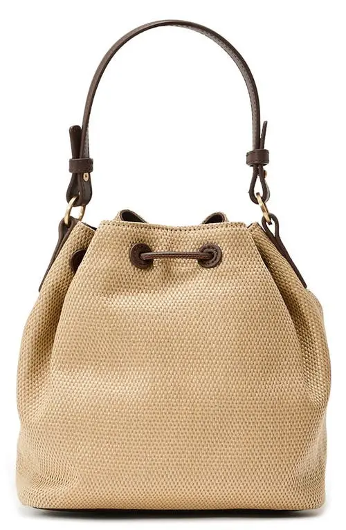 REISS Evie Woven Bucket Bag - Natural