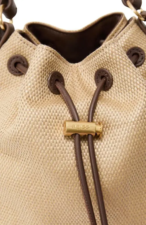 REISS Evie Woven Bucket Bag - Natural