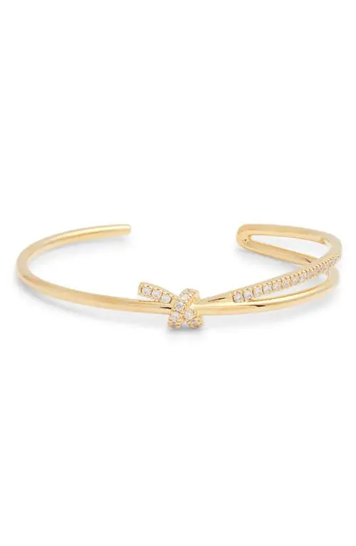 Nordstrom Knotted Cubic Zirconia Cuff - Clear- Gold