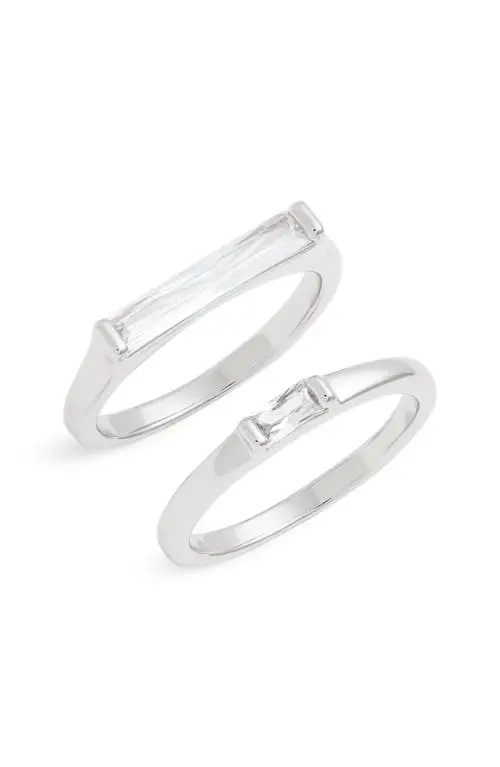 Nordstrom Cubic Zirconia Baguette Ring Set - Clear- Silver