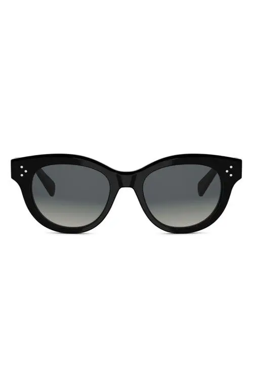 Celine 3 Dots 51mm Round Sunglasses - Shiny Black/gradient Smoke
