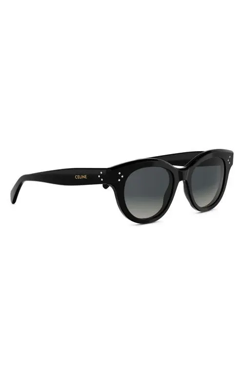 Celine 3 Dots 51mm Round Sunglasses - Shiny Black/gradient Smoke
