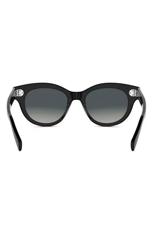 Celine 3 Dots 51mm Round Sunglasses - Shiny Black/gradient Smoke