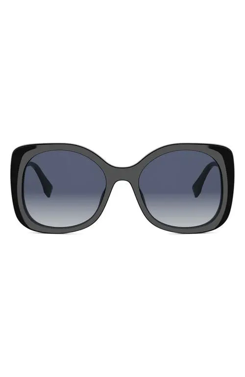 Fendi Graphy 55mm Gradient Square Sunglasses - Shiny Black/gradient Blue
