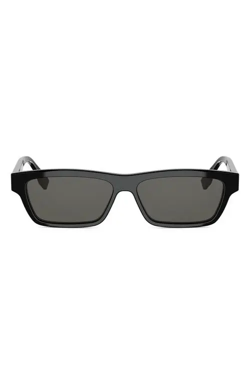 Fendi Ff Squared 55mm Cat Eye Sunglasses - Shiny Black/smoke