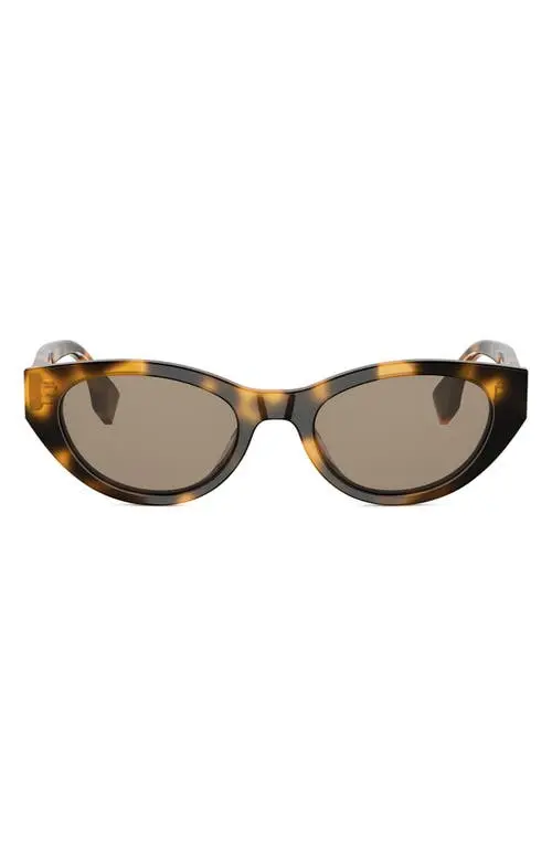 Fendi Lettering 51mm Oval Sunglasses - Dark Havana/brown