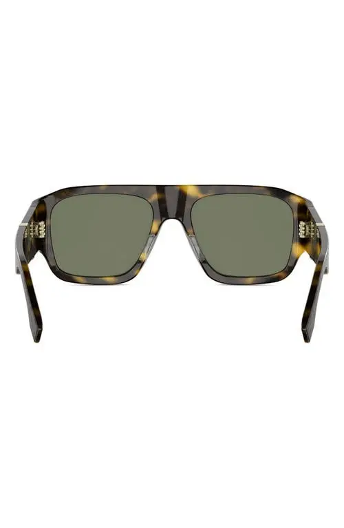 Fendi Diagonal 54mm Rectangular Sunglasses - Dark Havana/green