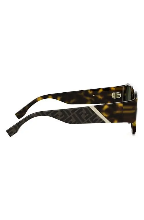 Fendi Diagonal 54mm Rectangular Sunglasses - Dark Havana/green