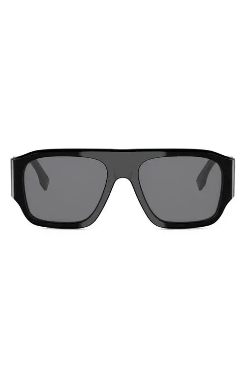 Fendi Diagonal 54mm Rectangular Sunglasses - Shiny Black/smoke