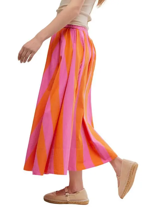 Free People Lowen Stripe Cotton Midi Skirt