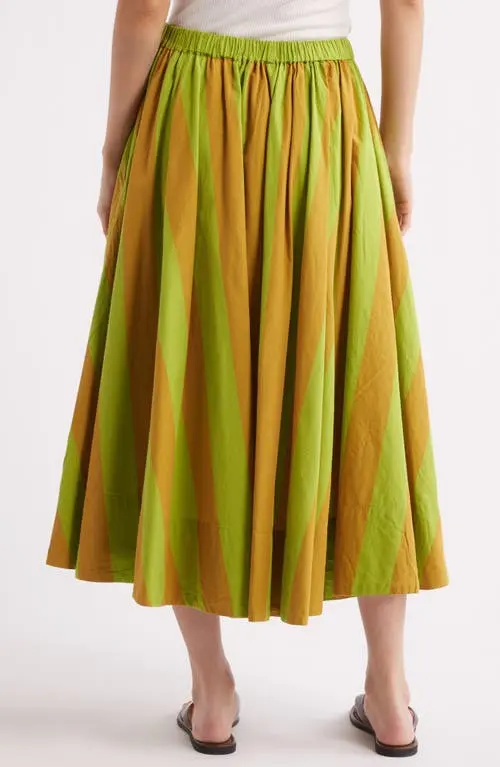Free People Lowen Stripe Cotton Midi Skirt - Retro Combo