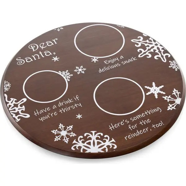 TOSCANA Dear Santa Milk & Cookies Serving Tray - Stained Parawood