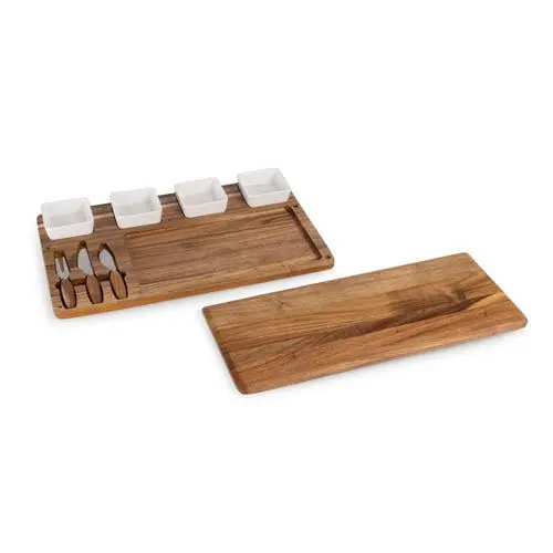 TOSCANA Picada Tapas & Cheese Board Set With Dip Bowls - Acacia Wood