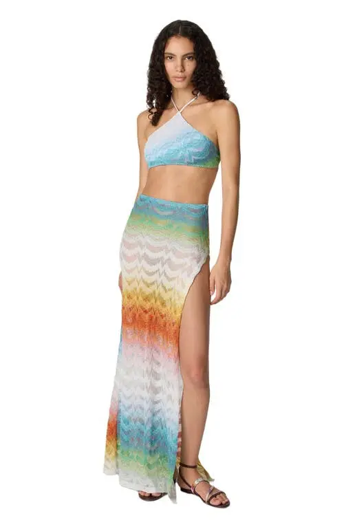 Missoni Long Skirt In Shaded Lamé Viscose With Slit - Multicoloured