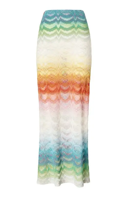 Missoni Long Skirt In Shaded Lamé Viscose With Slit - Multicoloured