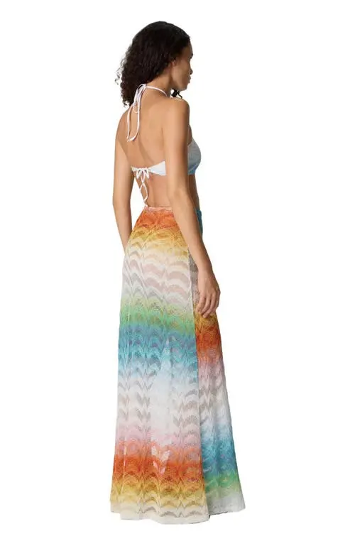 Missoni Long Skirt In Shaded Lamé Viscose With Slit - Multicoloured