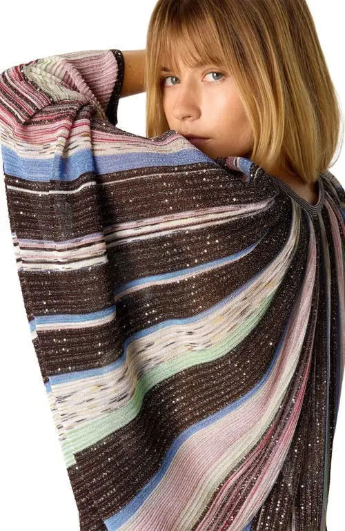 Missoni Long Cape-effect Caftan In Viscose Lamé Blend