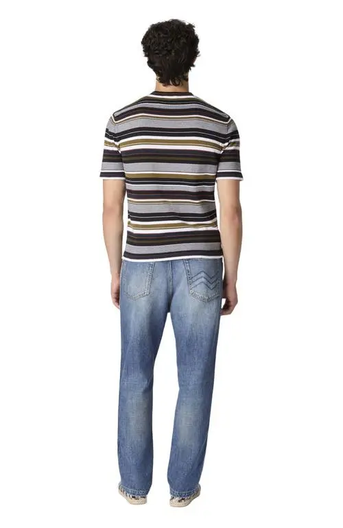 Missoni Striped Crew-neck Cotton T-shirt With Embroidered Logo Lettering