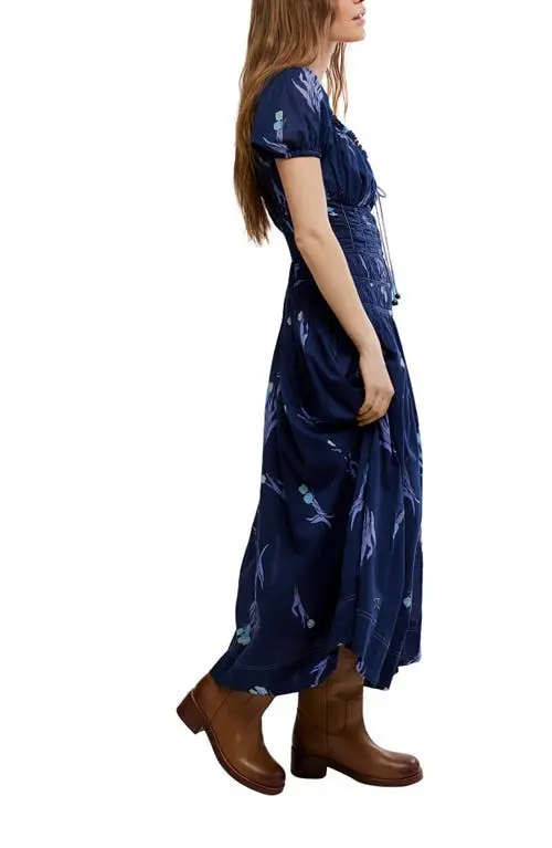 Free People Complete Me Cotton Midi Dress - Navy Combo