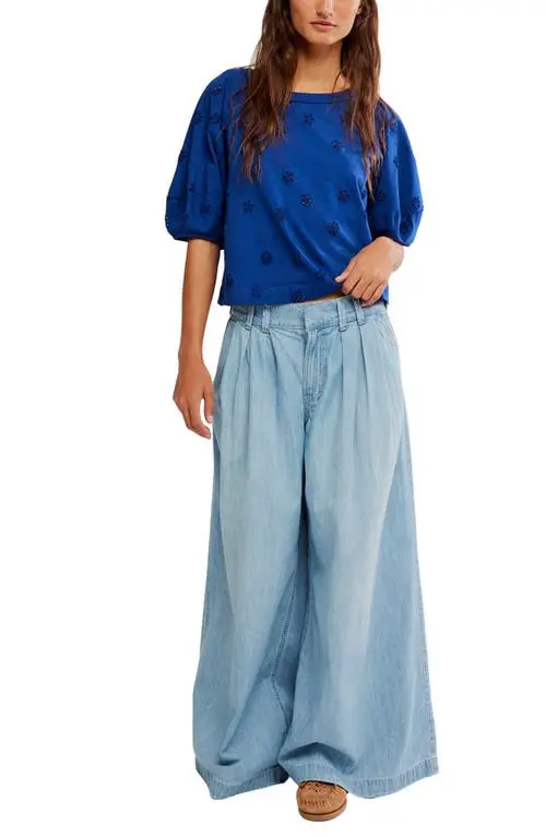 Free People Jessie Eyelet Puff Sleeve Top