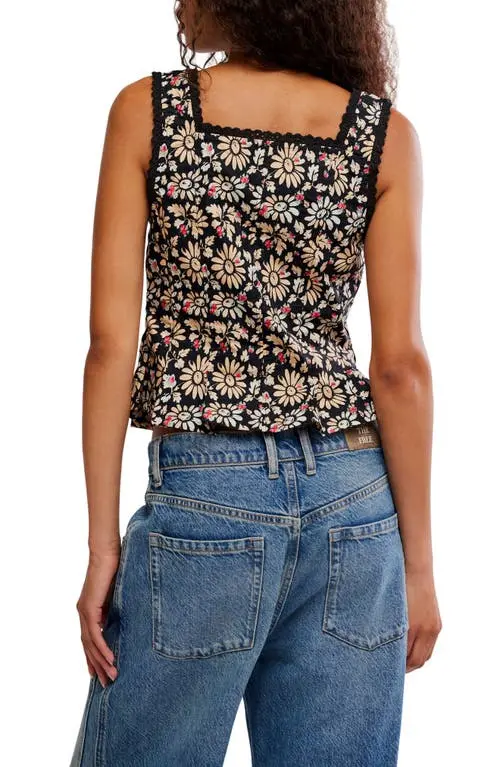 Free People Bridgette Corset Peplum Top - Black Combo