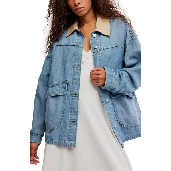 Free People Denim Chore Jacket - Berry Blues