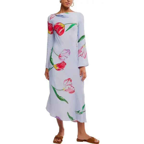 Free People Zadie Tulip Print Long Sleeve Maxi Dress - Spring Combo