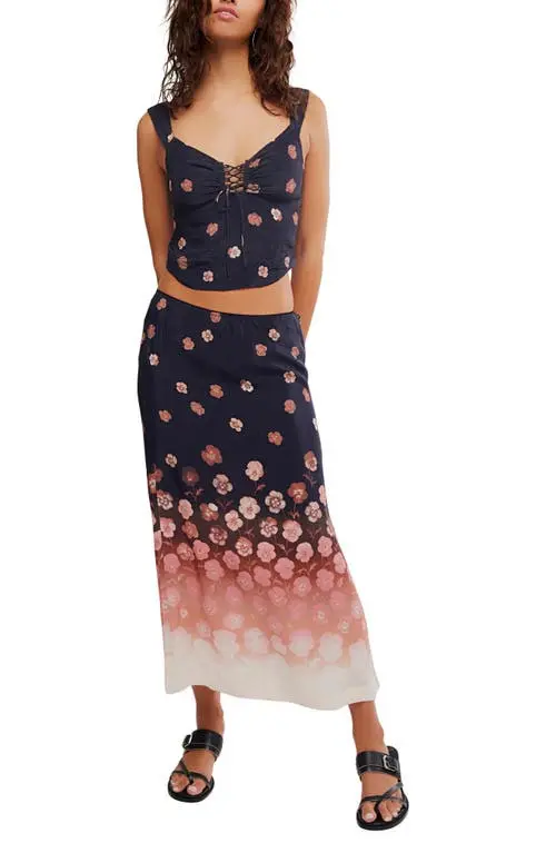 Free People Floral Print Tank & Maxi Skirt Set - Espresso Combo