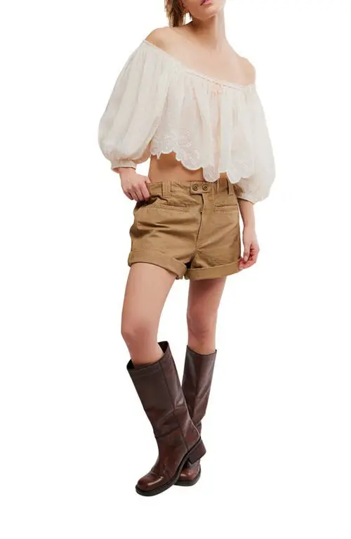 Free People Cuffed Chino Shorts - Tannin