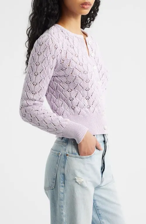 Free People Cotton Pointelle Cardigan - Orchid Hush