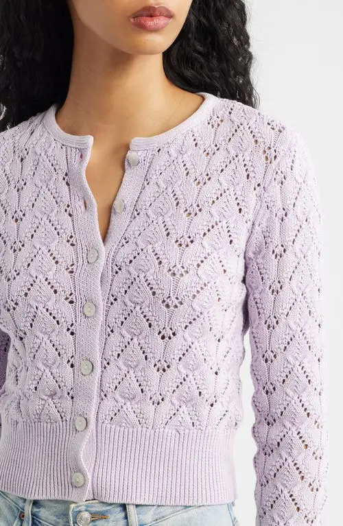Free People Cotton Pointelle Cardigan - Orchid Hush