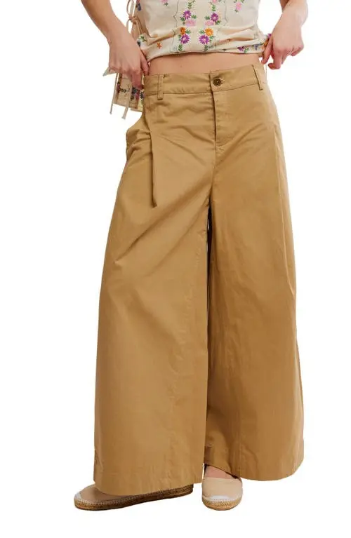 Free People Silverlake Wide Leg Chino Trousers - Dill Seed