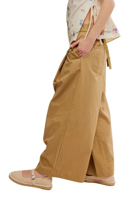 Free People Silverlake Wide Leg Chino Trousers - Dill Seed