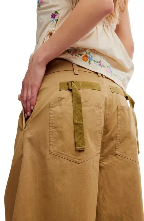 Free People Silverlake Wide Leg Chino Trousers - Dill Seed