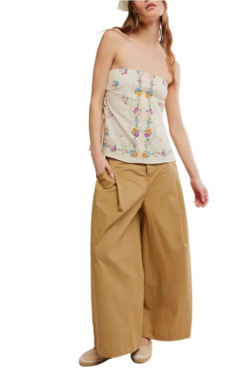 Free People Silverlake Wide Leg Chino Trousers - Dill Seed