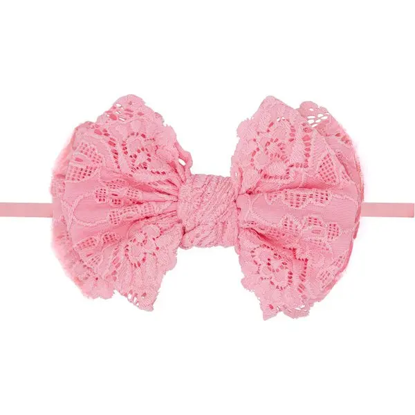 BABY BLING Lace Skinny Bow Headband - Zinnia